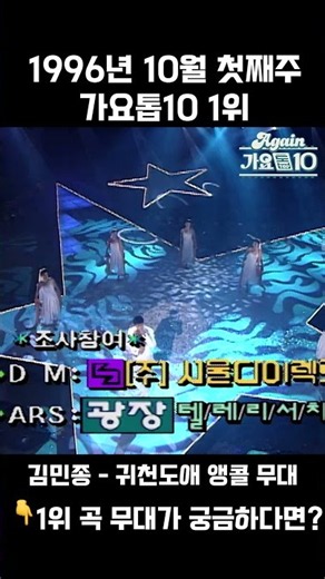[#Shorts] 가요톱10 1996년 9월 넷째주 1위 앵콜 김민종 - 귀천도애 | KBS 방송