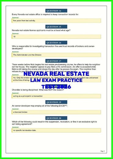 NEVADA REAL ESTATE LAW EXAM PRACTICE TEST 2026 video