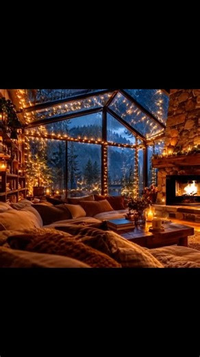 Nighttime Cozy Rainy Ambience 🌧️⚡🔥 Perfect for Relaxing with Thunder, Rain & Fireplace Sounds
