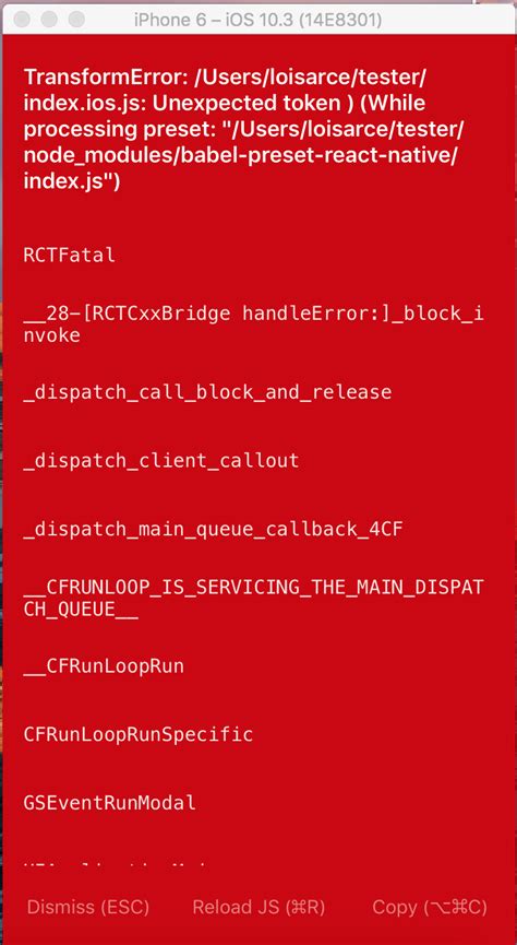 javascript react native transformerror with processing