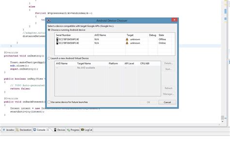 android eclipse detecting the same device multiple times itecnote