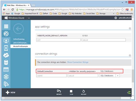 asp mvc azure websites and ef model first connection strings when