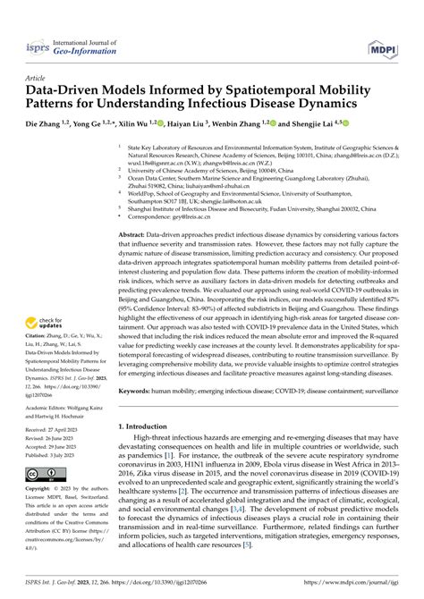 Pdf Data Driven Models Informed By Spatiotemporal Mobility Patterns