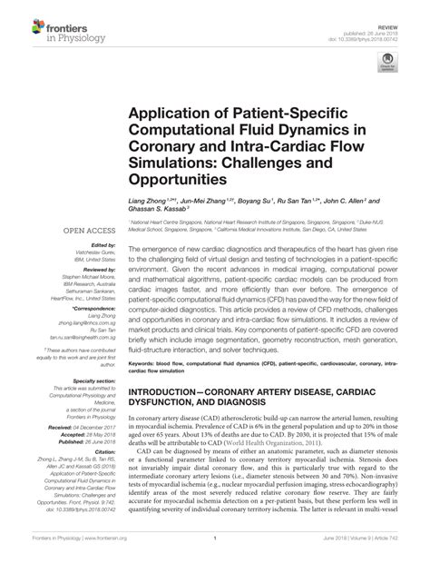 Pdf Application Of Patient Specific Computational Fluid Dynamics In