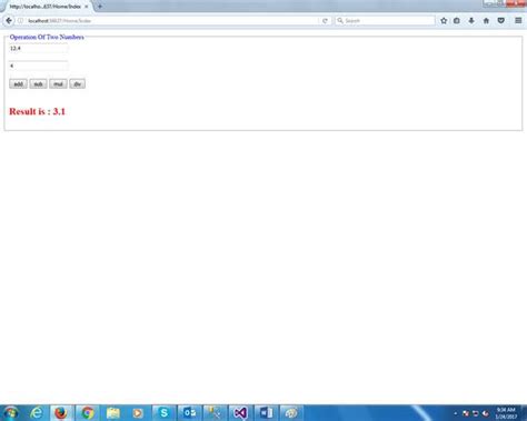 create addition subtraction multiplication division application using asp mvc 4 0 with