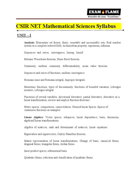Csir Net Mathematical Sciences Syllabus Pdf Ordinary Differential