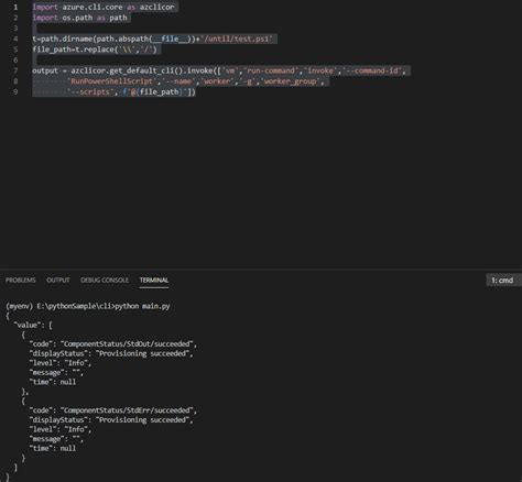 powershell azure python cli launch script with run command invoke