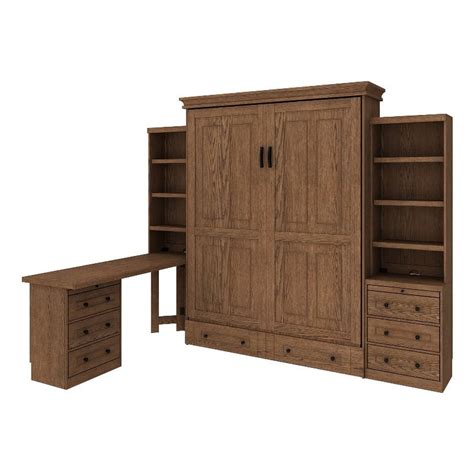 Henderson Queen Solid Wood Murphy Wall Bed Desk And Two Storage