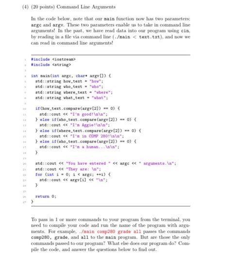 Solved 4 20 Points Command Line Arguments In The Code