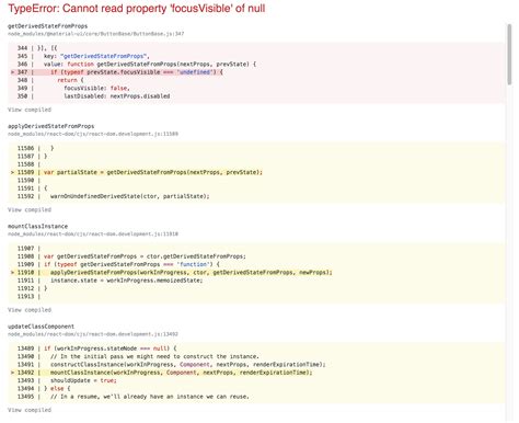 reactjs radio cannot read property focusvisible of