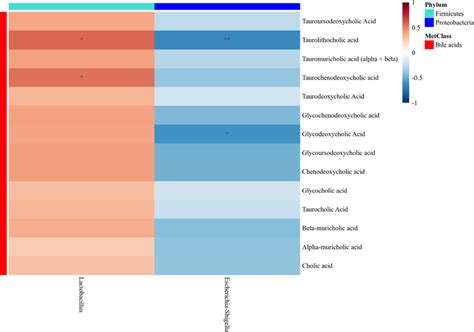 Heatmap Of Spearman Correlations Of Differential Microbes And Bile