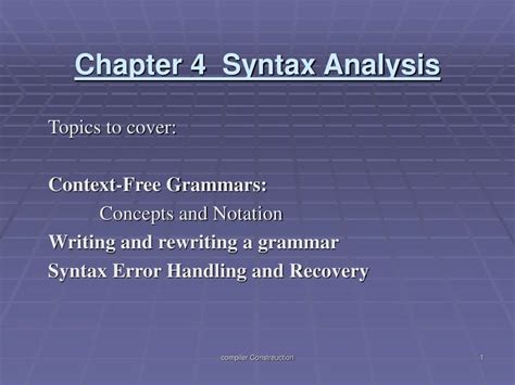 Ppt Chapter 4 Syntax Analysis Powerpoint Presentation Free Download