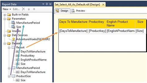 set select all as default for multi value report parameters in sql