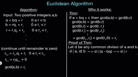 euclidean algorithm proof youtube