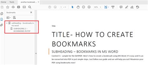 how to create a bookmark in pdf document lasoparealty