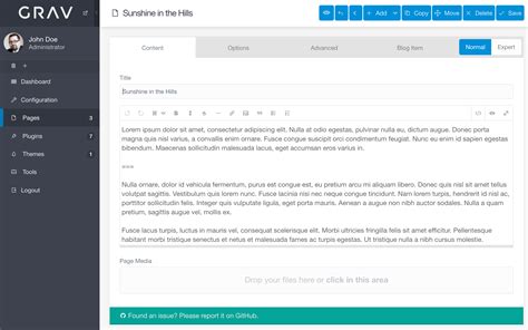 editor content grav documentation