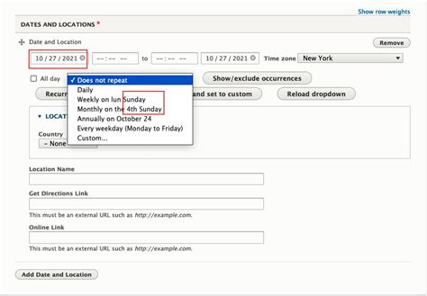 recurrence dropdown doesn t show correct day inside paragraph [ 3245556