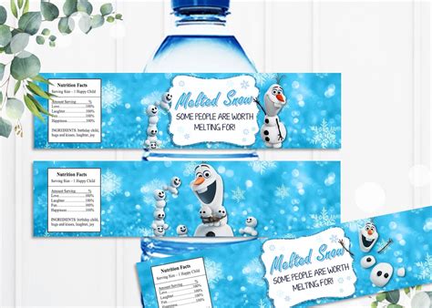 Olaf Water Bottle Label Frozen Water Bottle Label Frozen Olaf Bottle