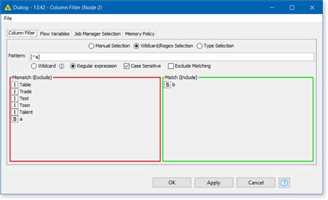 regex list of operators etc knime analytics platform knime