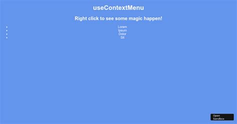 react use context menu examples codesandbox
