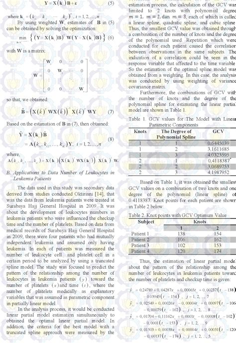 Table 2 From Truncated Spline Regression In Linear Partial Model For