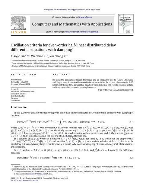 Pdf Oscillation Criteria For Even Order Half Linear Distributed Delay