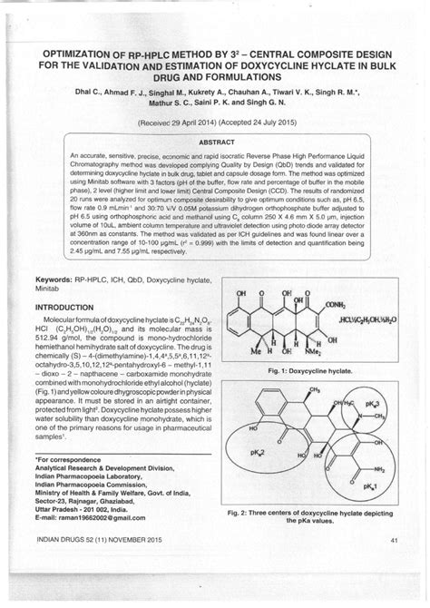 Pdf Optimization Of Rp Hplc Method By 32 Central Composite Design For