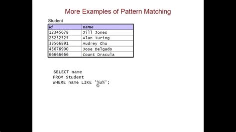 sql pattern matching comparisons involving null youtube
