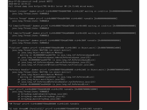 jstack command output