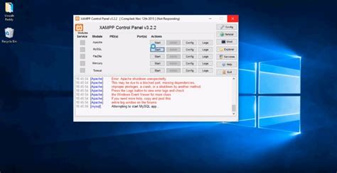 fix apache shutdown unexpectedly error in xampp
