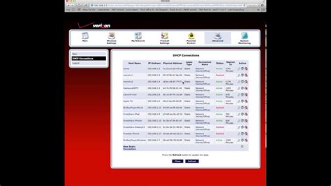 assigning static fixed ip addresses on private home network by verizon