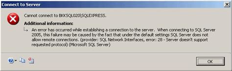 sql error cannot connect to server