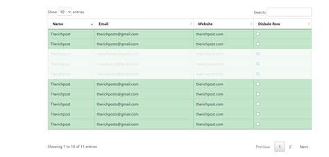 reactjs datatable disable row working demo with source