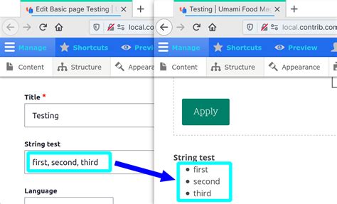 comma separated string widget