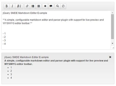 simple markdown editor and parser plugin for jquery smde free