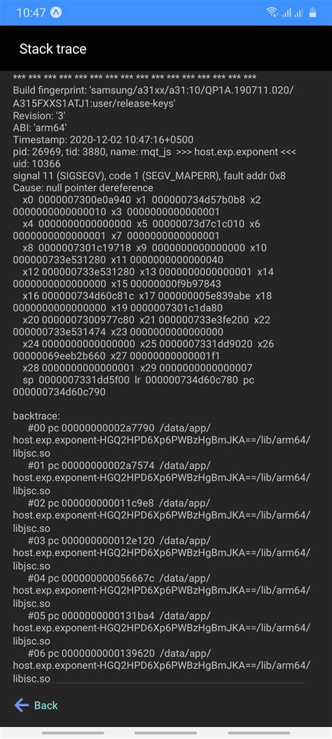 fatal signal 11 sigsegv code 1 segv maperr fault addr 0x8 in tid