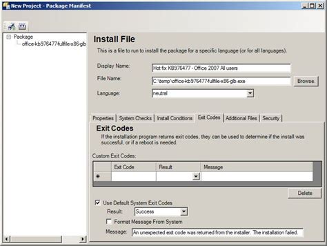 how to include ms office 2007 hotfix as prerequisite into a setup