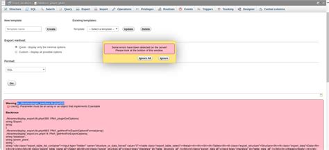 error en phpmyadmin sobre php 7 2 parameter must be an array or an
