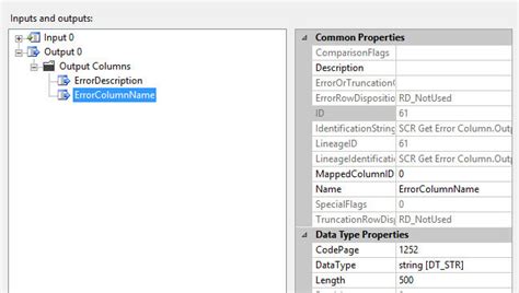 retrieve the column causing an error in ssis