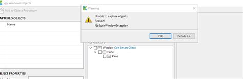 unable to capture object windows desktop app testing