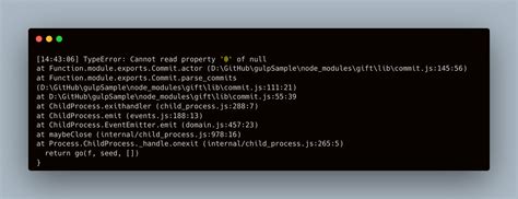 gulp deploy typeerror cannot read property 0 of null