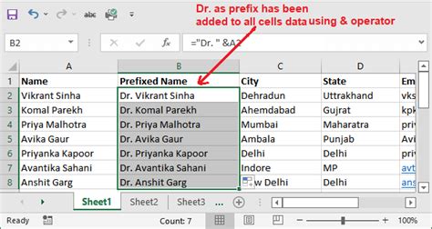 how to add prefix in excel javatpoint