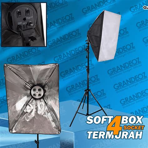 Jual Paket Softbox 50x70cm Ring Light Stand 2m 4 Socket E27 Soft
