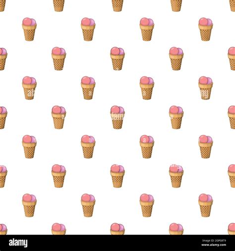 Rosa Helado En Waffle Cup El Patrón De Estilo De Dibujos Animados
