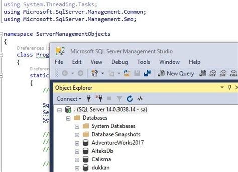server management objects smo İle sql server kontrolü sadecedb medium