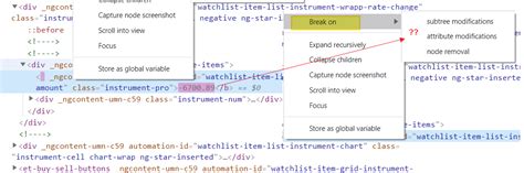 javascript chrome debugging put a js breakpoint on a node content