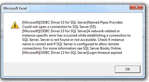 excel odbc connection to microsoft sql server stack