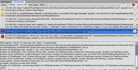 error ioexception win32 io returned 234 when importing mrtk into