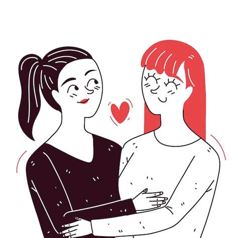 Premium Vector Lesbian Couple Line Art