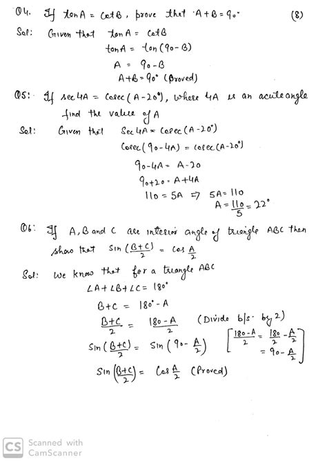 Trigonometry Handwritten Notes For Class 10th Math